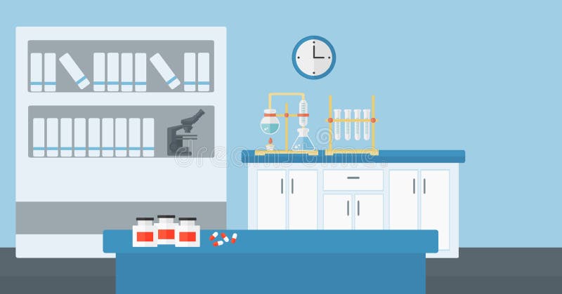 Background of Laboratory Interior. Stock Vector - Illustration of flat ...