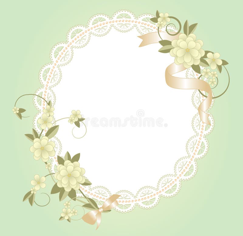 Background with Lace Frame with Flowers Stock Vector - Illustration of ...