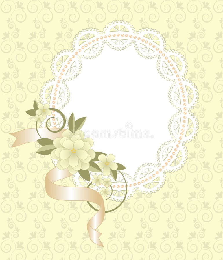 Background with Lace Frame with Flowers Stock Vector - Illustration of ...