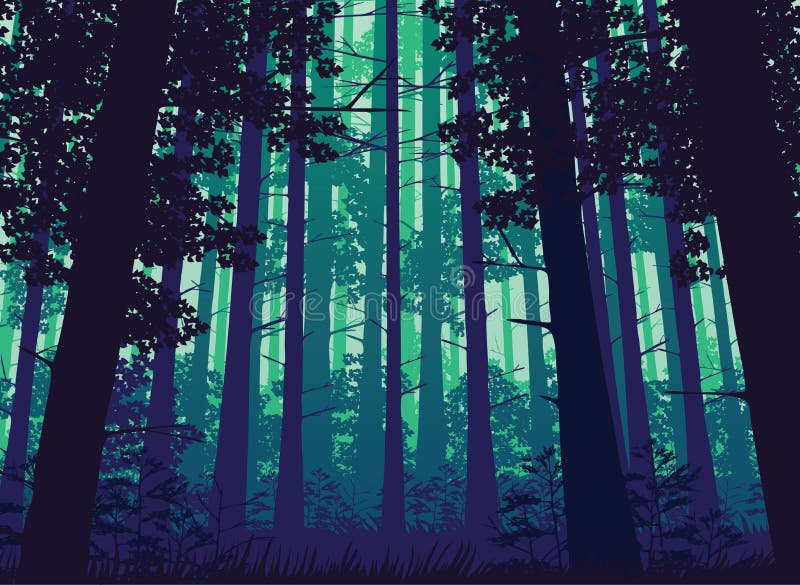 Background of Landscape with Deep Fir Forest. Stock Vector ...