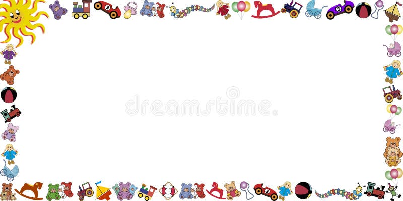 Background with Toys Border Stock Vector - Illustration of holiday ...
