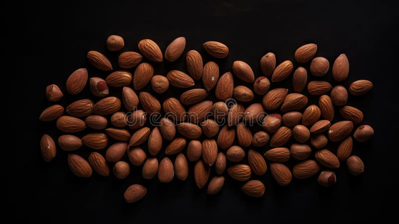 Peeled Almonds and in Half, Leaves and Walnut Lying Side by Side Stock ...