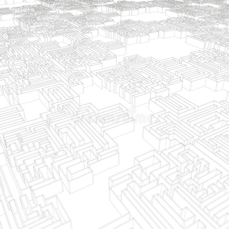 Background with a Large Maze. Perspective View. Vector Illustration ...