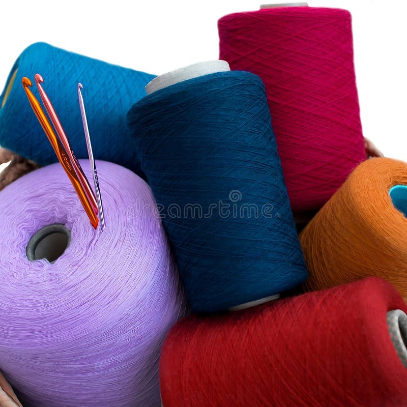 Background Large Spool Of Thread Knitting Yarn Multi Colored Threads