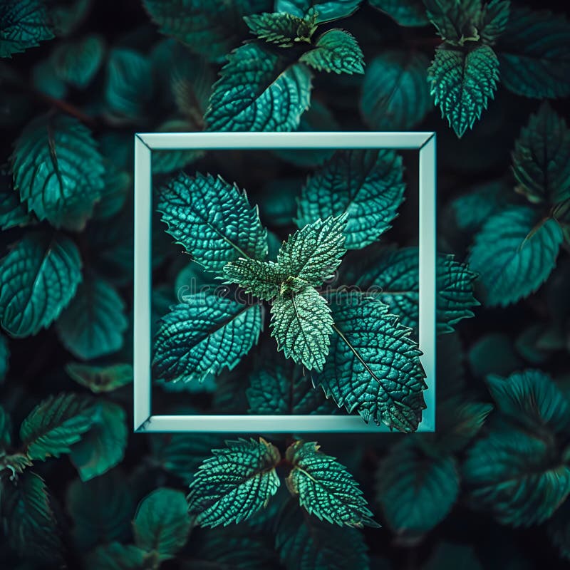 Background Layout of Green Leaves with White Rounded Corners Shape ...