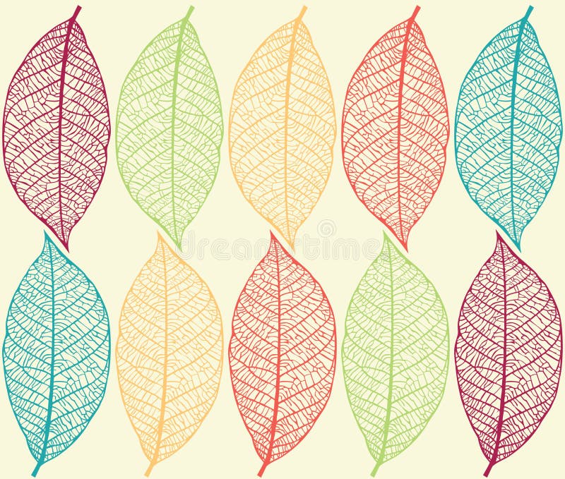 Primitive Painted Leaves Set Stock Illustration - Illustration of ...