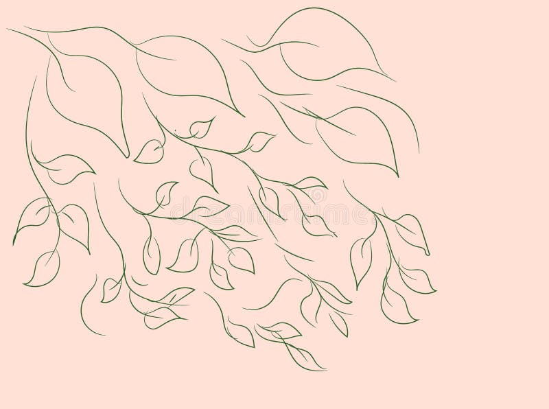 Background with Leaves, Lines Stock Vector - Illustration of isolated ...