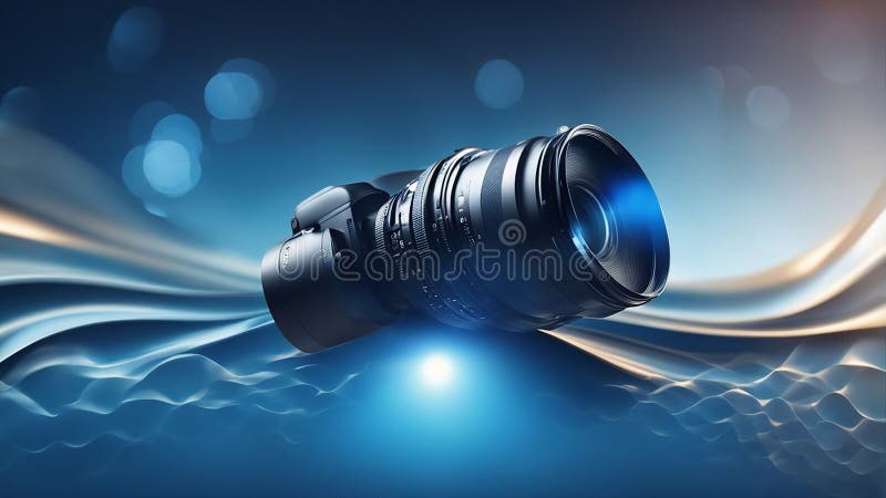 Background with Lights a Camera Lens with a Blur Effect Stock ...