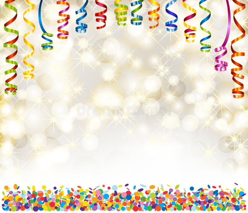 Background with Lights, Snowflakes, Serpentine and Confetti Stock ...