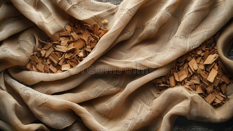 Background of Linen Fabric and Wood Shavings. Texture of Wood Shavings ...