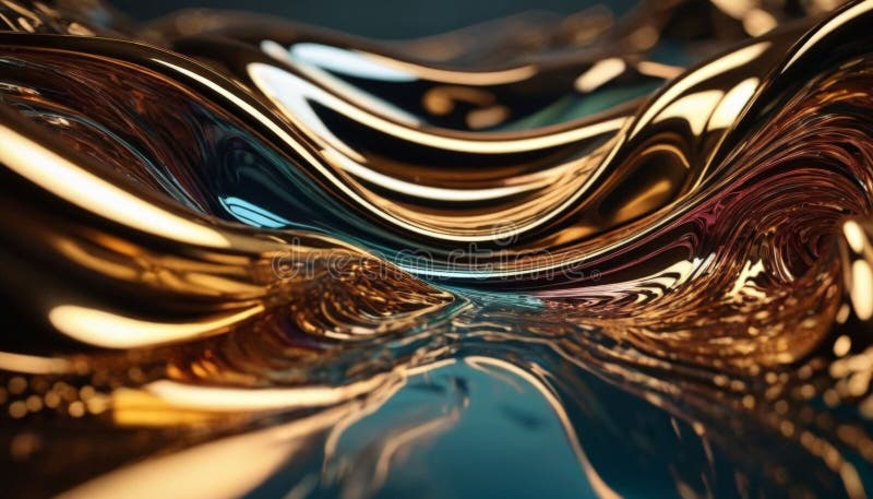 Background - Liquid Hot Metal with Mirror Reflection Stock Illustration ...