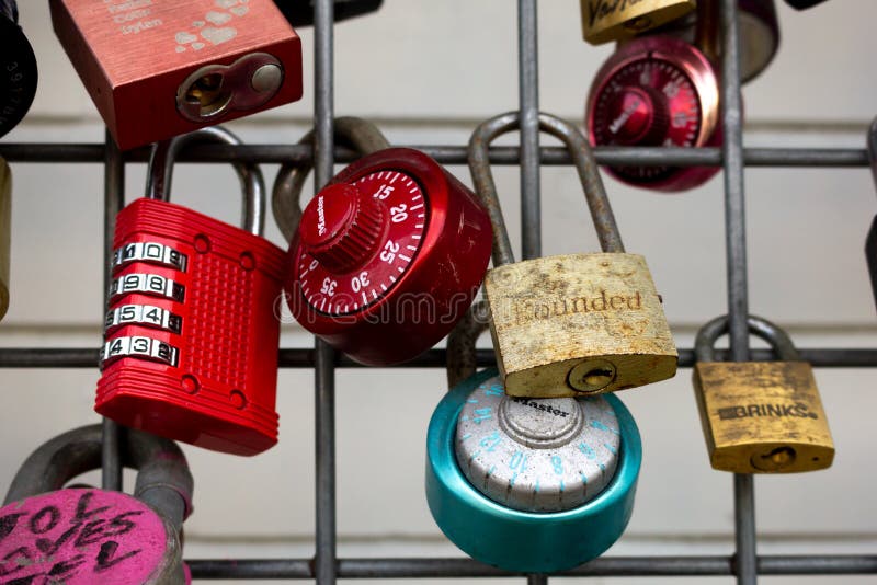 Background of locks editorial stock photo. Image of france - 143458983
