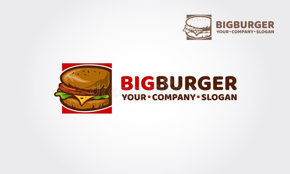 Big Burger Vector Logo Illustration. Stock Vector - Illustration of ...