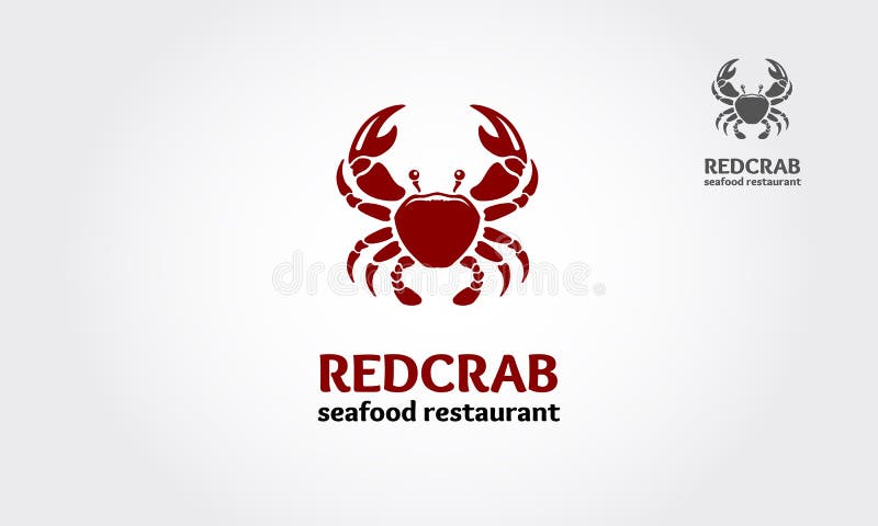 Red Crab Seafood Restaurant Logo Template. Stock Vector - Illustration ...