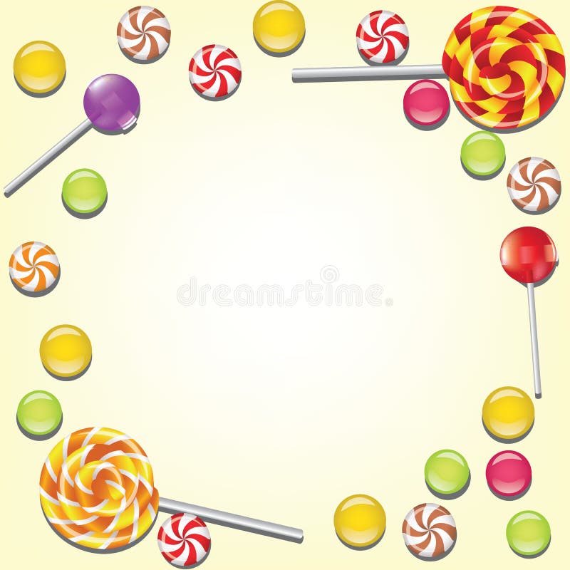 Background with Candies Frame Stock Vector - Illustration of lollipop ...