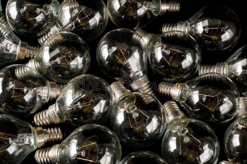 Background with a Lot of Light Bulbs, Old Incandescent Light Bulb Stock ...