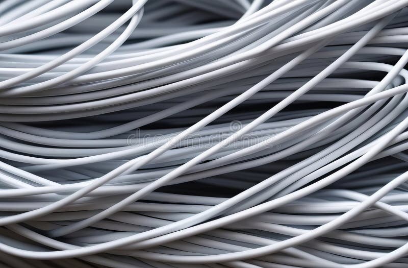 Background of a Lot of White Cables Stock Image - Image of data ...