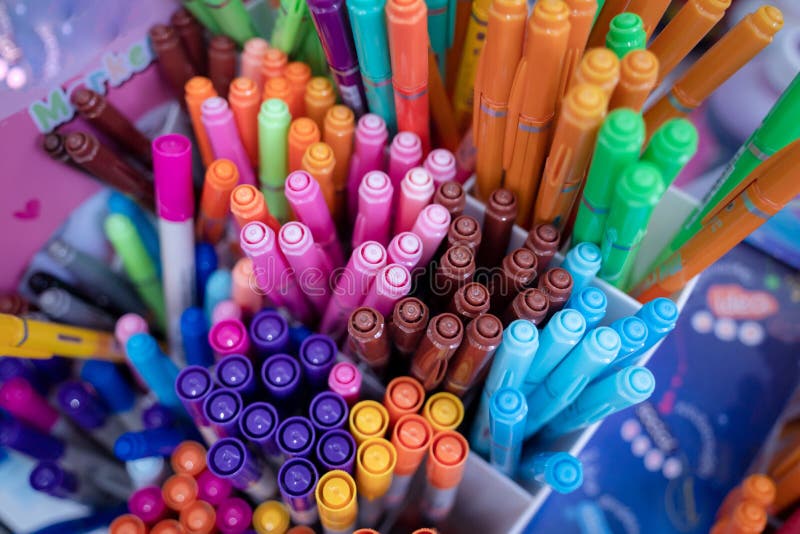 Background of Lots Assorted Colorful Marker Pen Set Stock Image - Image of creative, group ...