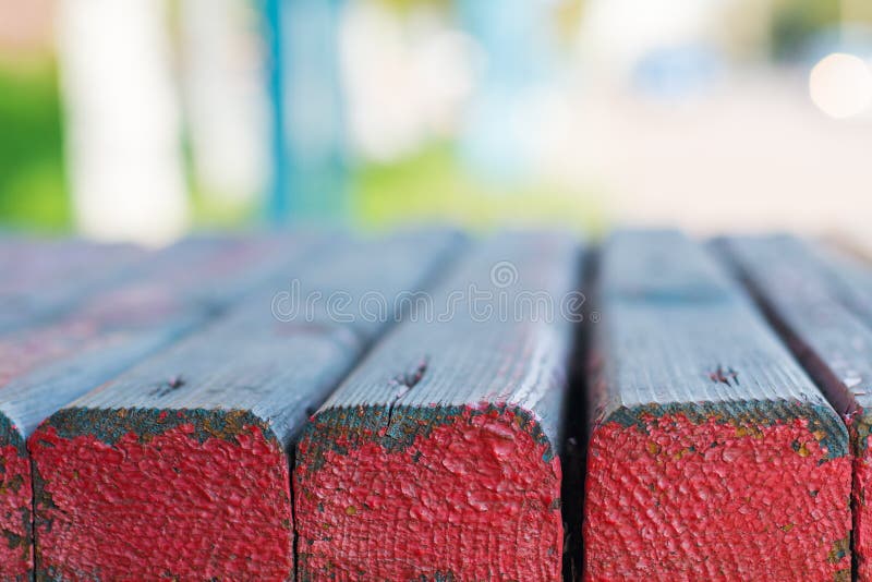 Wooden Bench Close-up. Blurred Background Stock Image - Image of bench ...
