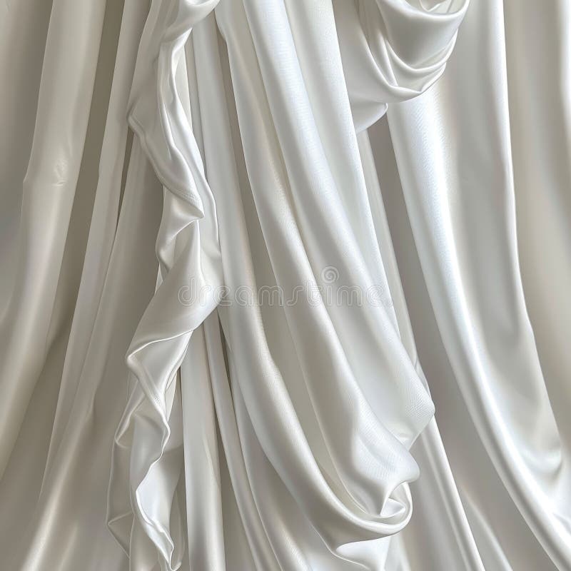 Background, Luxurious White Silk Fabric with Elegant Drapes, Smooth ...