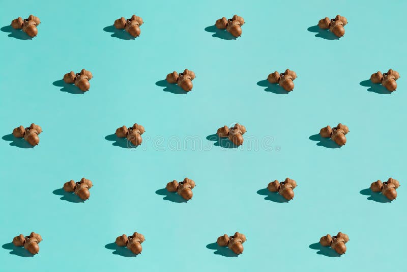 Background Made from Acorn on the Blue Background Stock Photo - Image ...