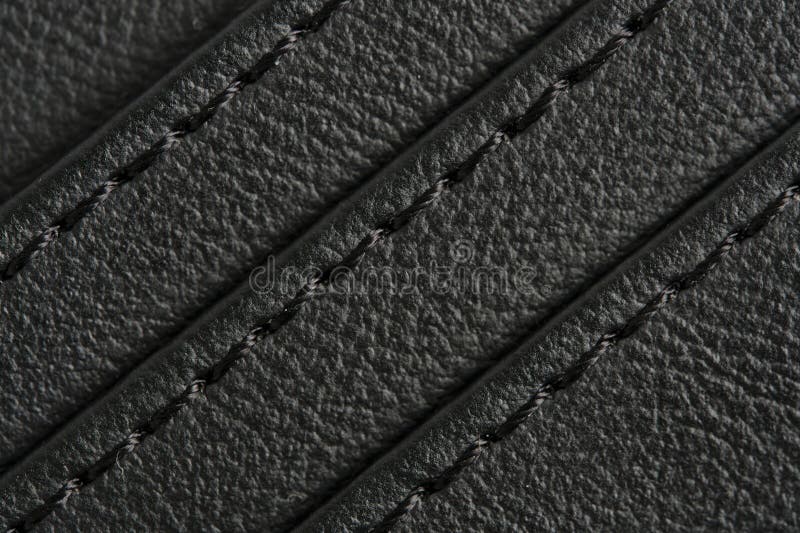 Background is Made Black Leather Stitched with Black Threads. Stock ...