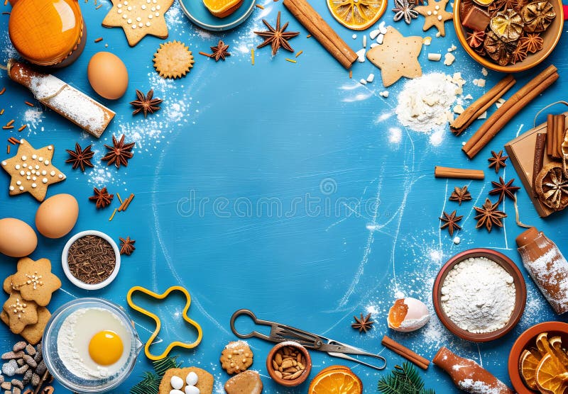 Christmas Cookie Baking Ingredients Border Stock Illustration ...