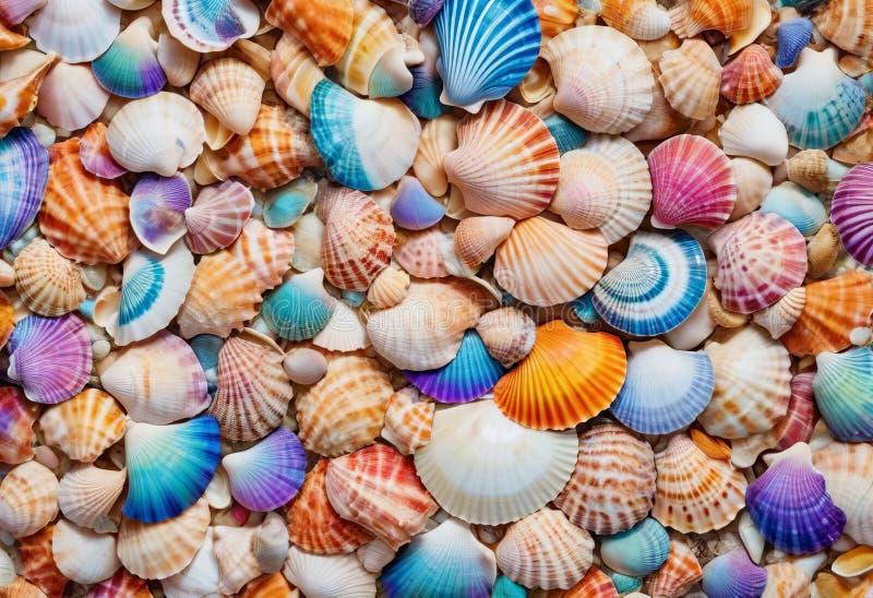 A Background Made of Colourful Rainbow Seashells Stock Illustration ...