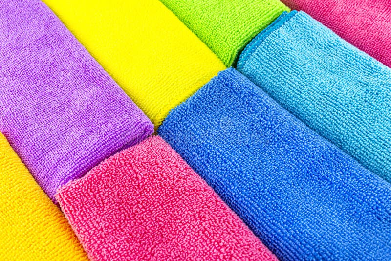 Background Made of Different Colors of Microfiber Material Stacked Side ...