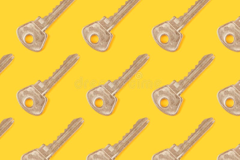 Background Made from Different Metal Keys on the Yellow Base Stock ...