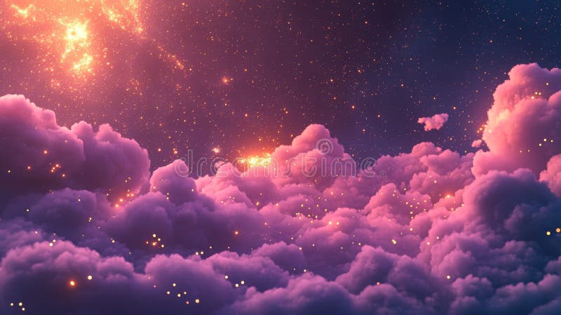 A Background Made of Digital Art Depicting a Night Sky with a Pink ...