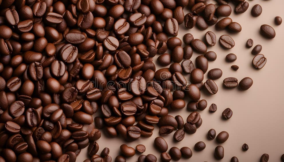 Background Made of Falling Down Fresh Coffee Beans with Copy Space ...