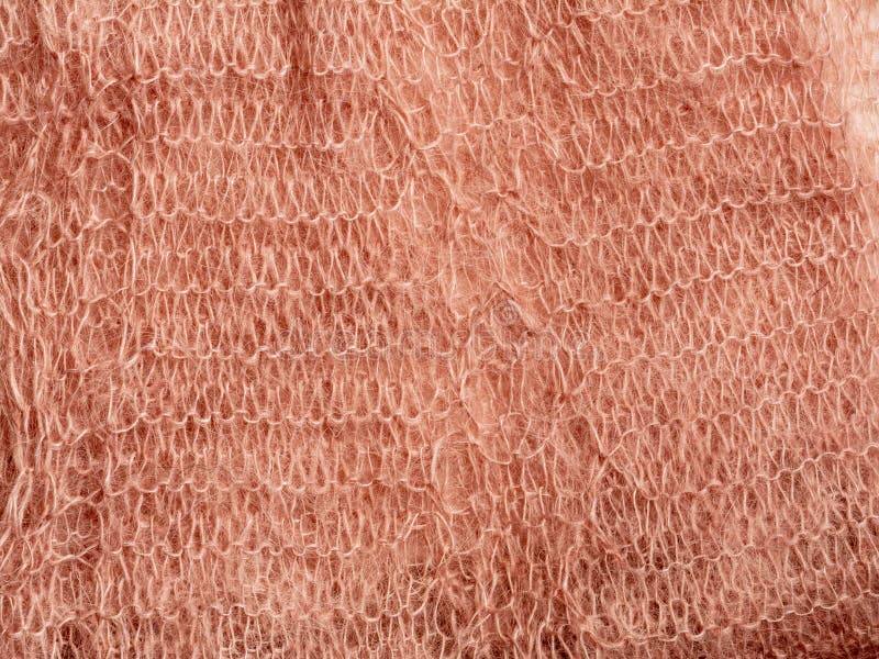 The Background is Made of Knitted Coral Fabric. Large Loops. Fluffy ...