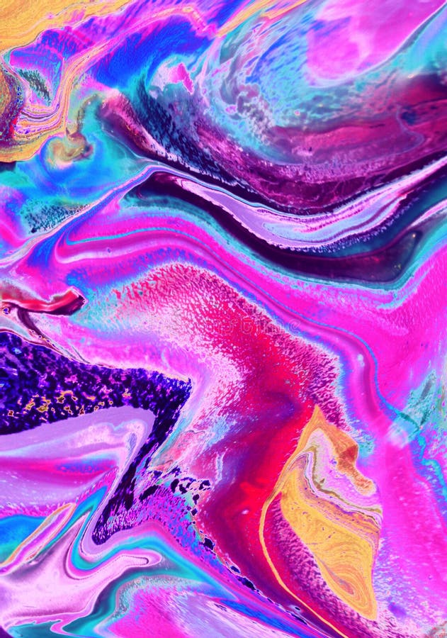 The Background is Made of Multicolored Marble. Acrylic Paint Flows ...