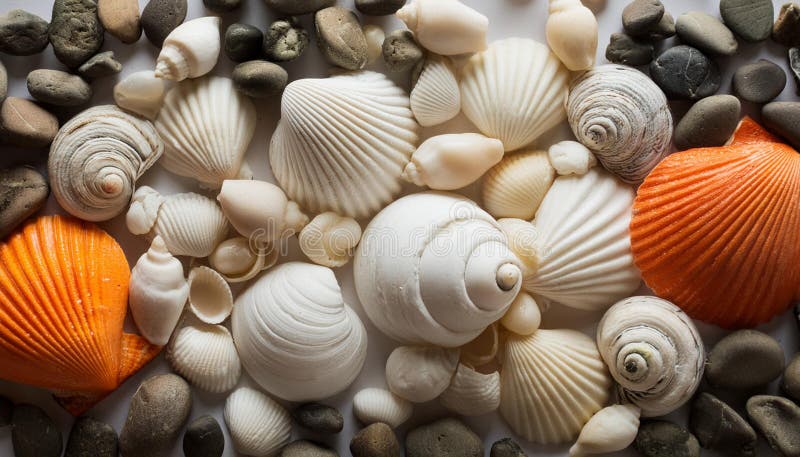 Background Made with Shells of Different Shapes and Sizes Representing ...