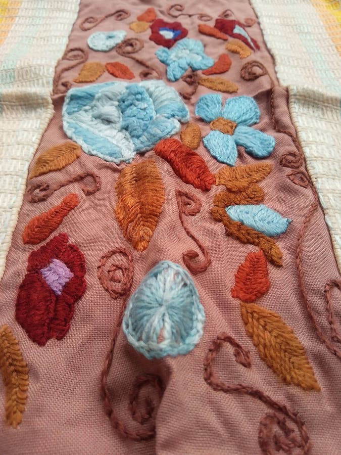 The Background is Made of Thread Embroidery in the Form of Flowers and ...