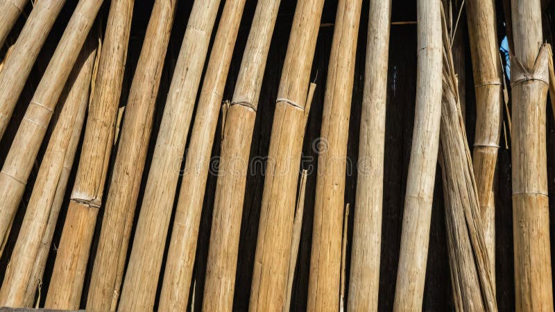 Background is Made of Tightly Packed, Even Reed Stems of Same Thickness ...