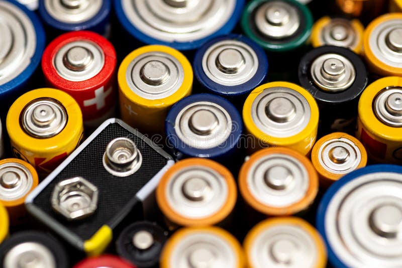 Background Made of Various Alkaline and Lithium-ion Batteries, Positive ...