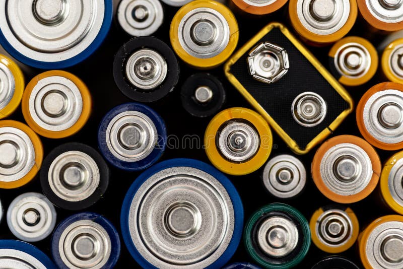 Background Made of Various Alkaline and Lithium-ion Batteries, Positive ...