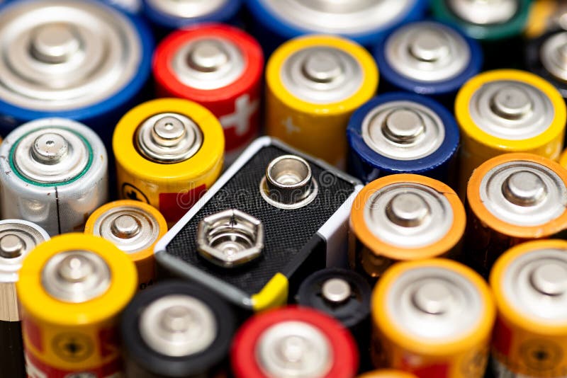 Background Made of Various Alkaline and Lithium-ion Batteries, Positive ...