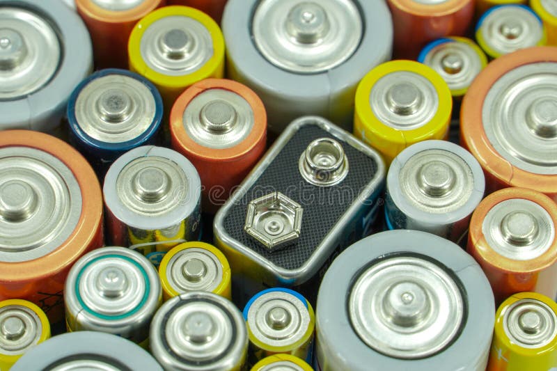 Background Made of Various Alkaline and Lithium-ion Batteries, Positive ...