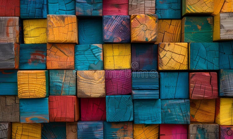 Background Made from Wooden Blocks, Modern Texture Stock Illustration ...