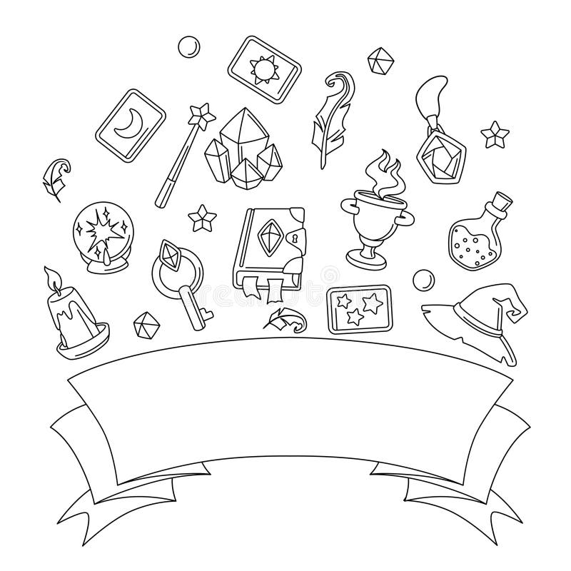 Background with Magic Items. Witchcraft Alchemy Mystery Elements Stock ...
