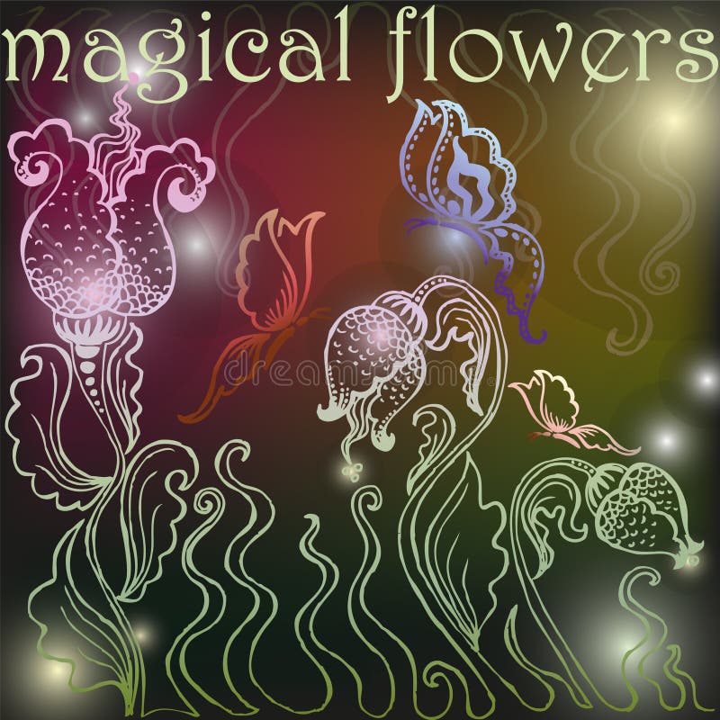 Background with Magical Flowers Stock Vector - Illustration of magical ...