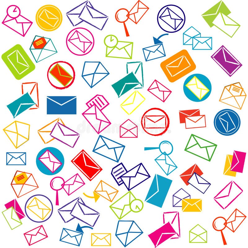 Background with Mail Envelopes Stock Illustration - Illustration of ...