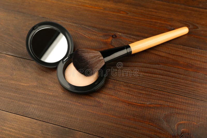 Background with Makeup Brush Top View Stock Photo - Image of ...