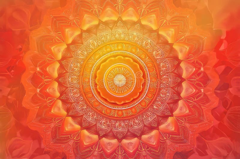 Background with Mandala Patterns, Bright Red and Orange Shades Stock ...