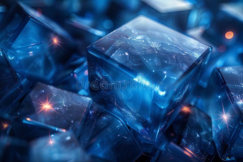 Background of Many Blue Cube with a Star on it Stock Illustration ...