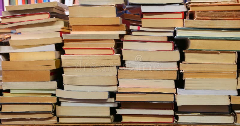 Background of Many Books of Many Sizes for Sale Stock Photo - Image of ...
