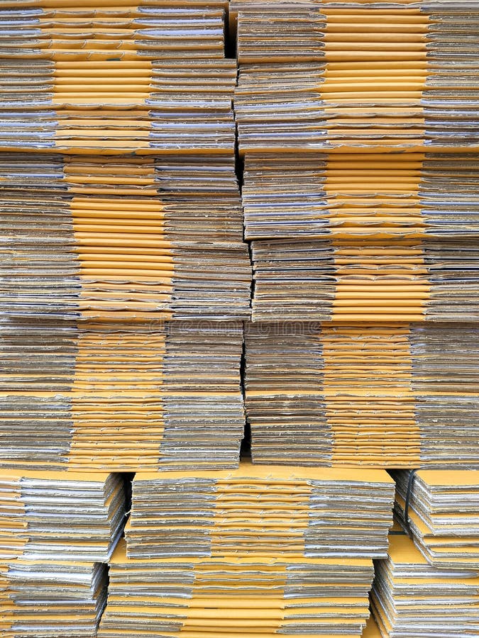 Background of Many Brown Foldable Cardboard Boxes Stack for Packaging ...